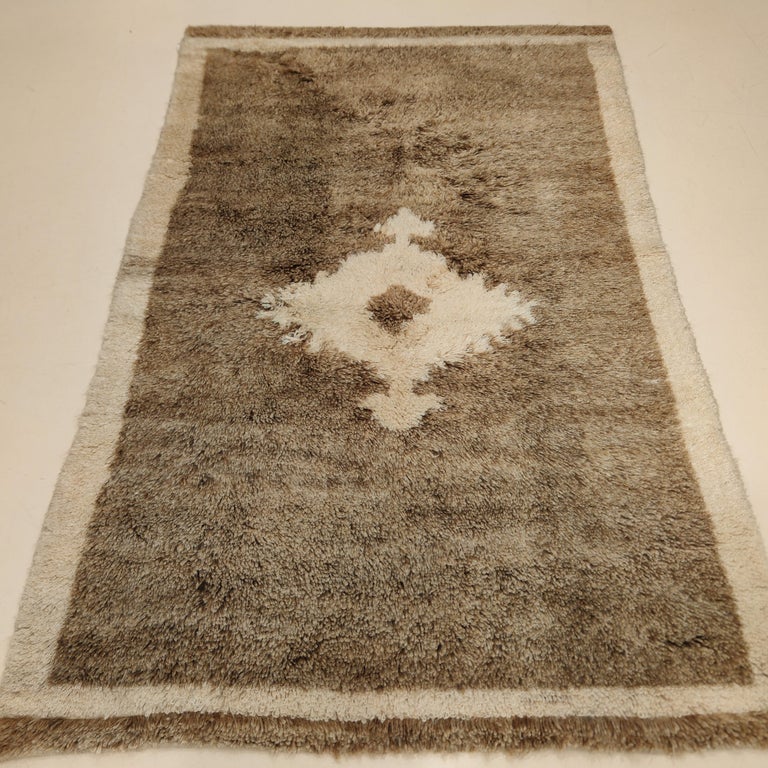 Antique Camel Ground Angora Tulu Rug with Archaic Medallion For Sale at ...