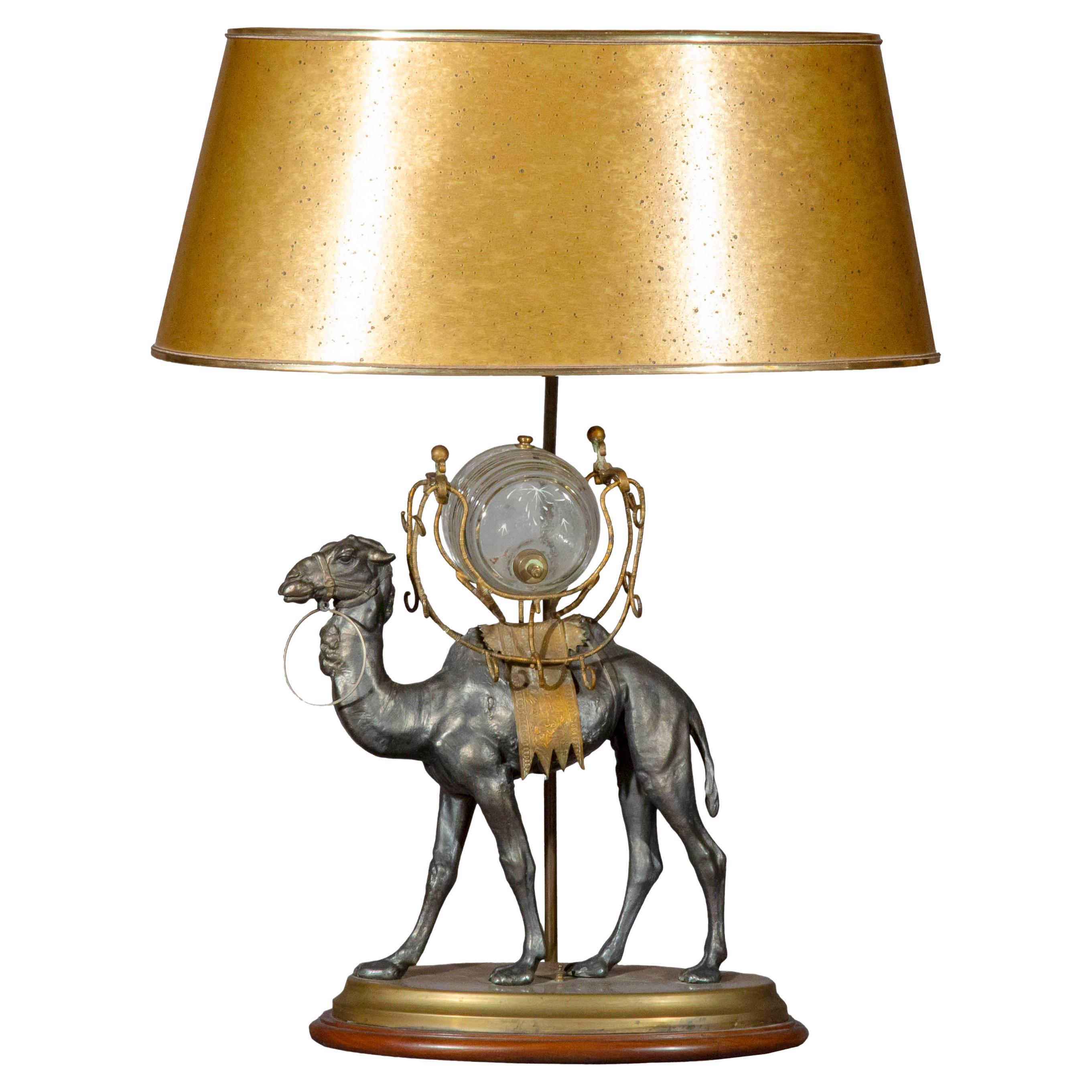 Antique Camel Table Lamp with Gilded Shade, 19th Century For Sale at ...