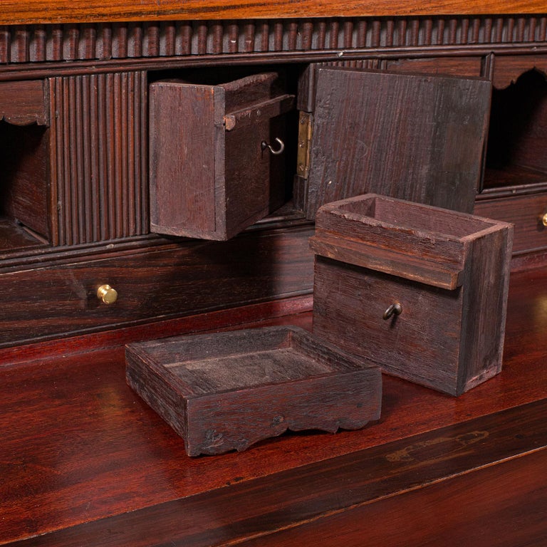 Antique Campaign Bureau, Anglo Indian, Teak, Colonial Writing Desk ...