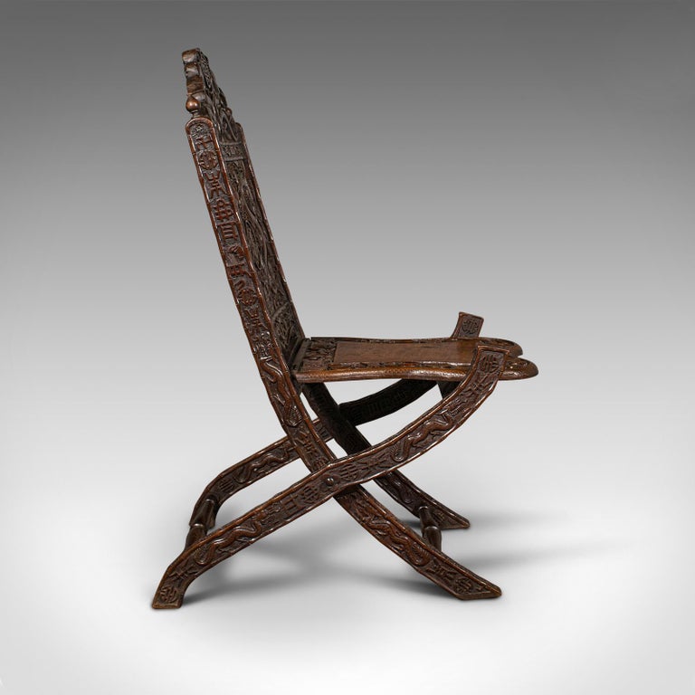 Antique Campaign Chair, Chinese, Carved, Folding Colonial Seat ...