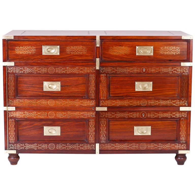 Antique Campaign Rosewood Chest by M. Hayat and Bros For Sale at 1stDibs