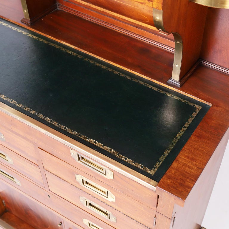 Antique Campaign Ship Captain's Desk Cabinet or Secretary at 1stDibs
