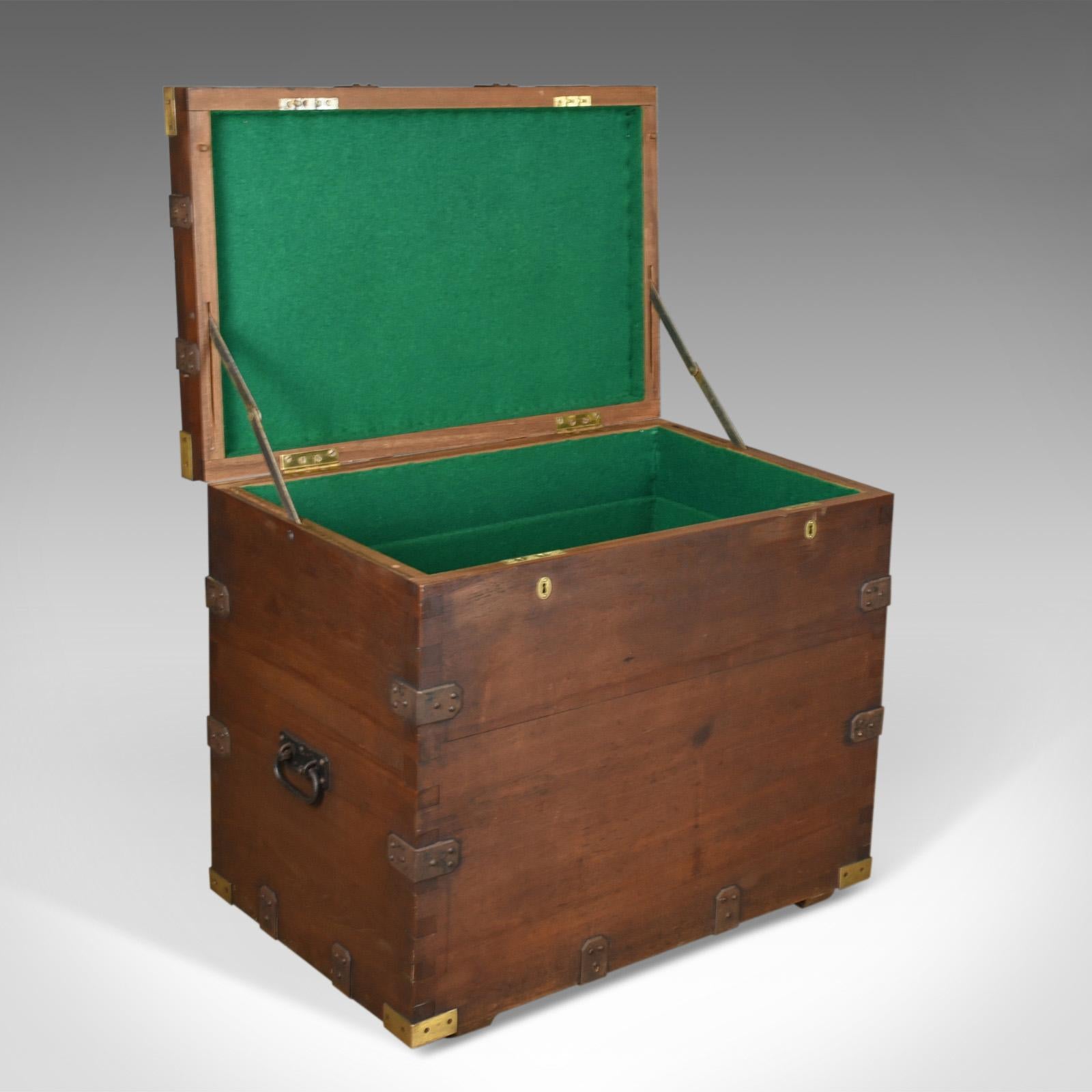 Antique Campaign Silver Chest, English, Oak, Victorian Trunk, Heavy ...