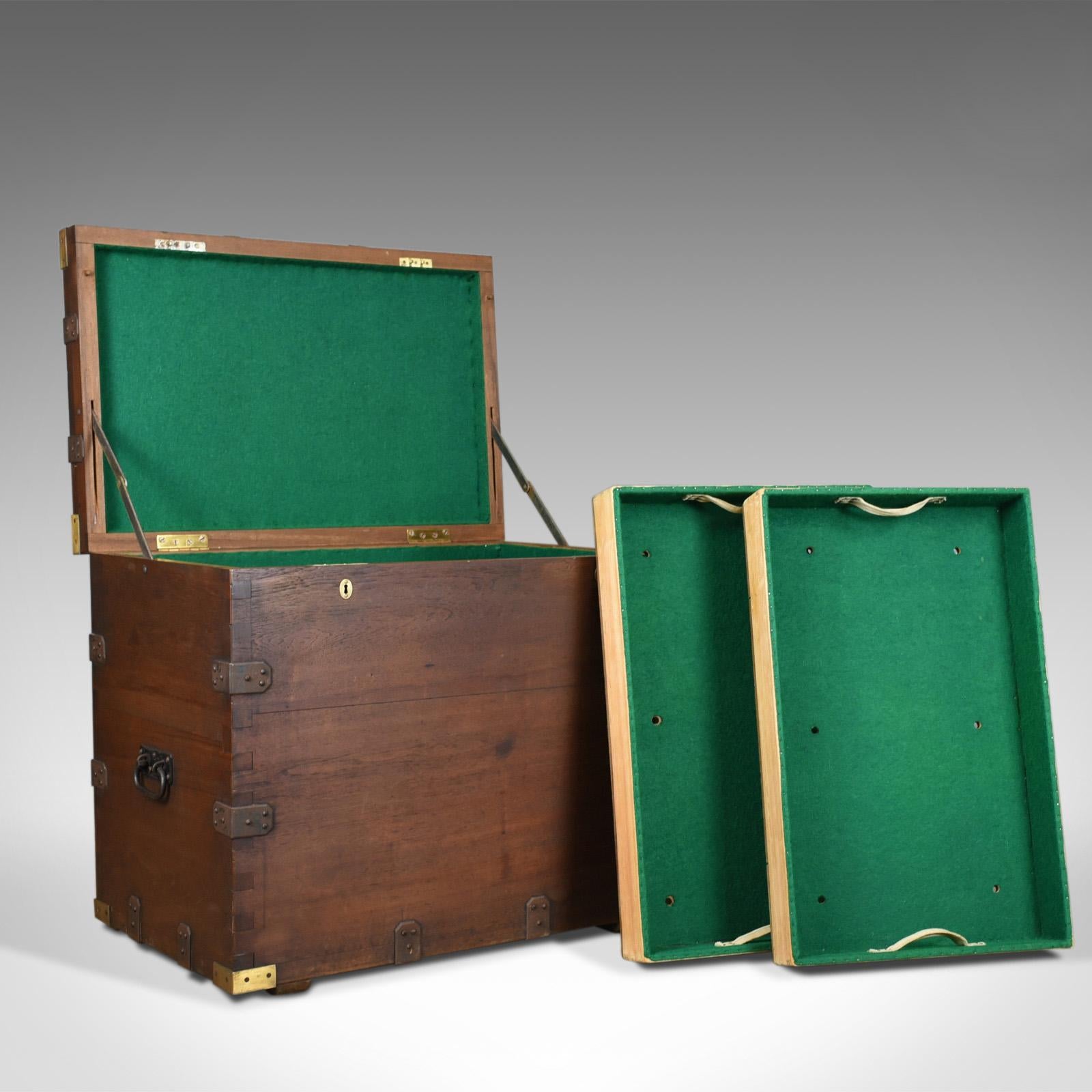 Antique Campaign Silver Chest, English, Oak, Victorian Trunk, Heavy ...