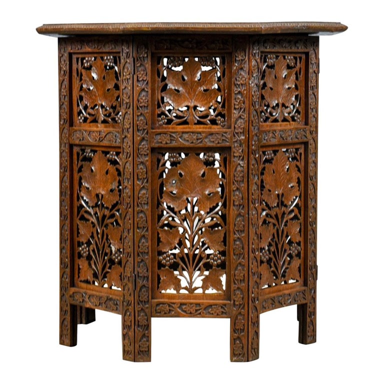 Antique Campaign Table, Carved, Anglo-Indian, Teak, Side, circa 1900 at ...
