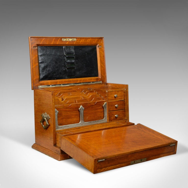Antique Campaign Writing Box, English, Victorian, Oak, Stationery, 1887 ...