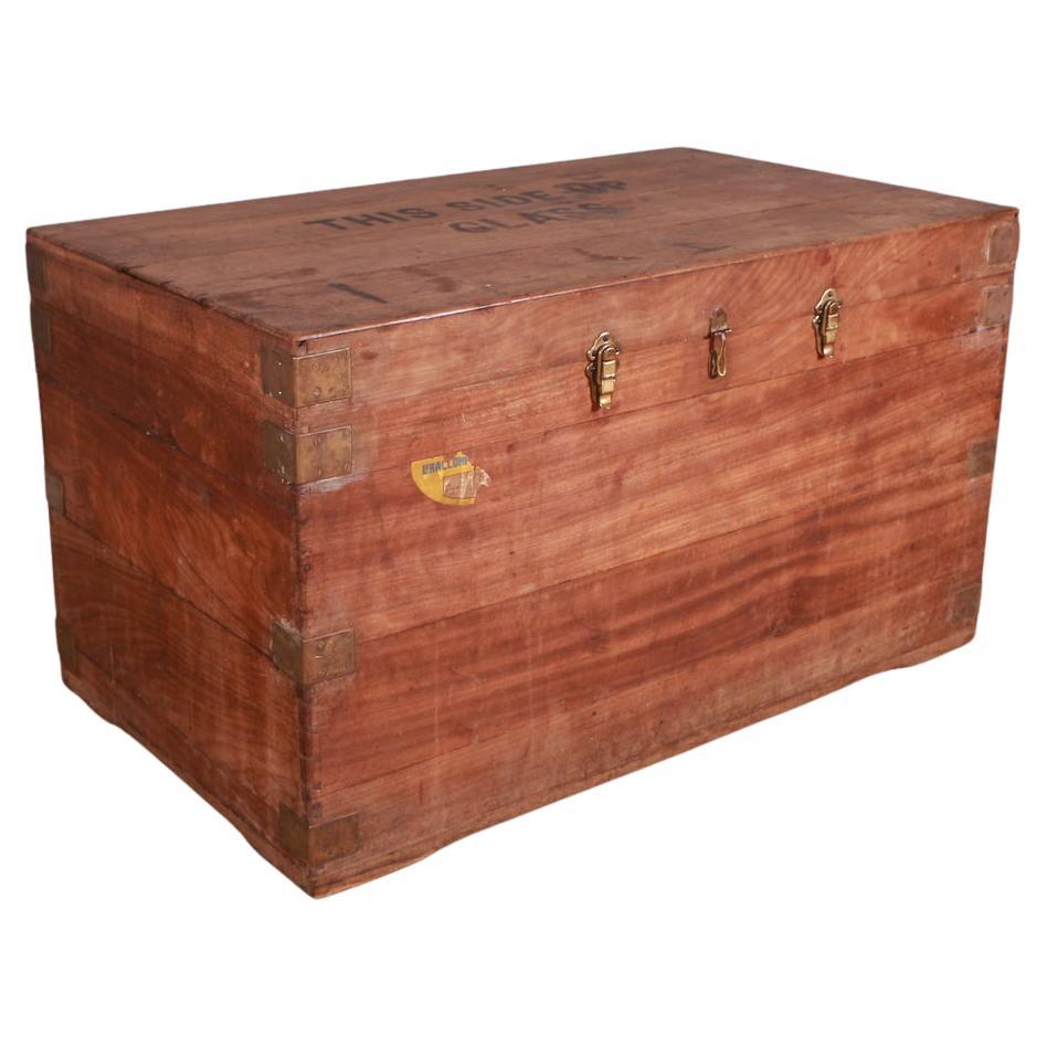 English Regency Brass Studded Leather Chest Ebonized Camphor Military ...