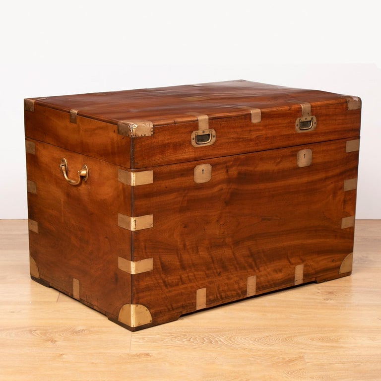 Antique Camphor Wood Military Campaign Trunk, circa 1850 at 1stDibs