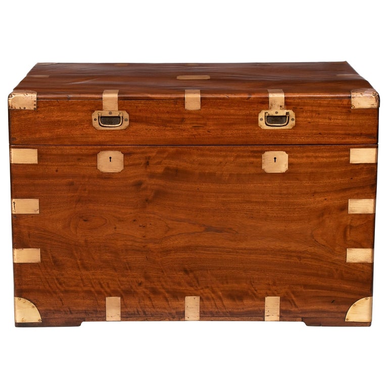 Antique Camphor Wood Military Campaign Trunk, circa 1850 at 1stDibs