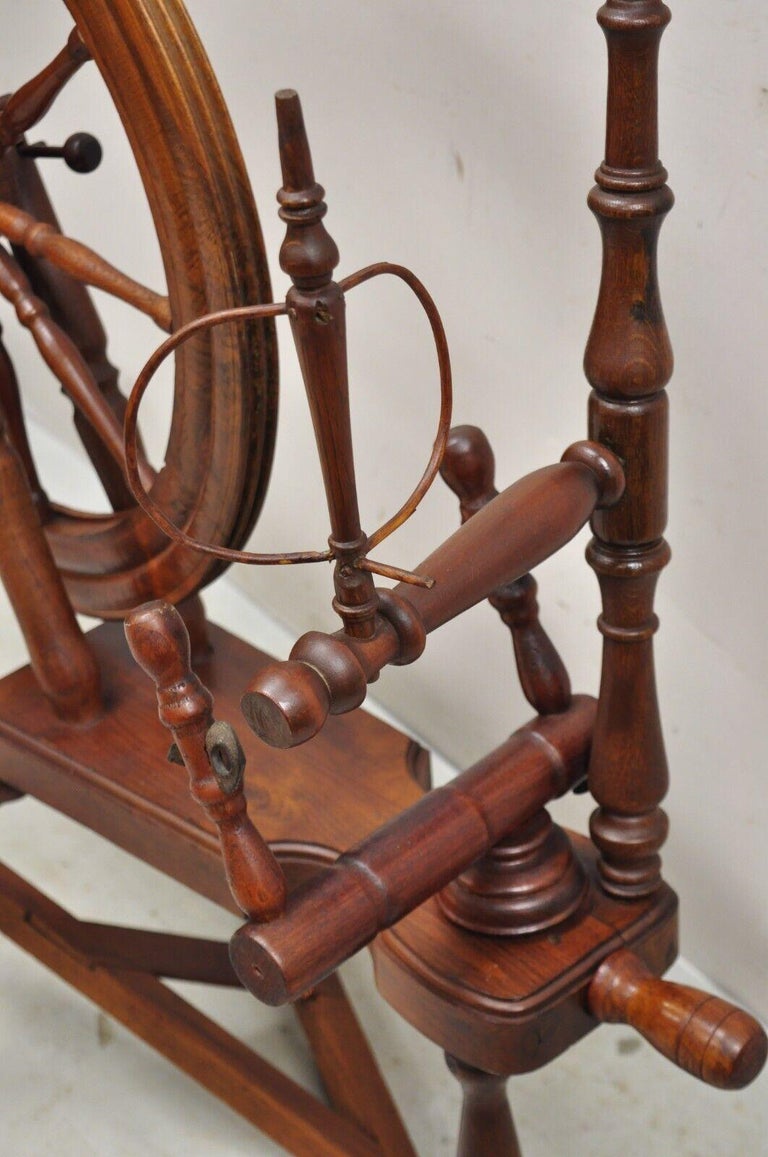 Antique Canadian Country Primitive Wooden Colonial Spinning Wheel For ...