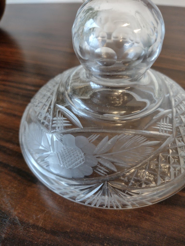 Antique Candy Jar in Carved Glass For Sale at 1stDibs
