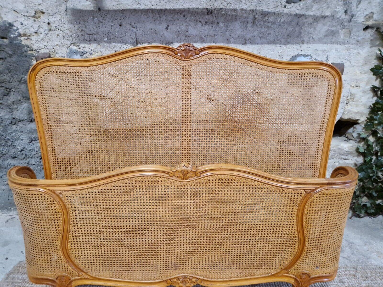 Antique Cane French Bed Corbeille Louis XV Style For Sale at 1stDibs