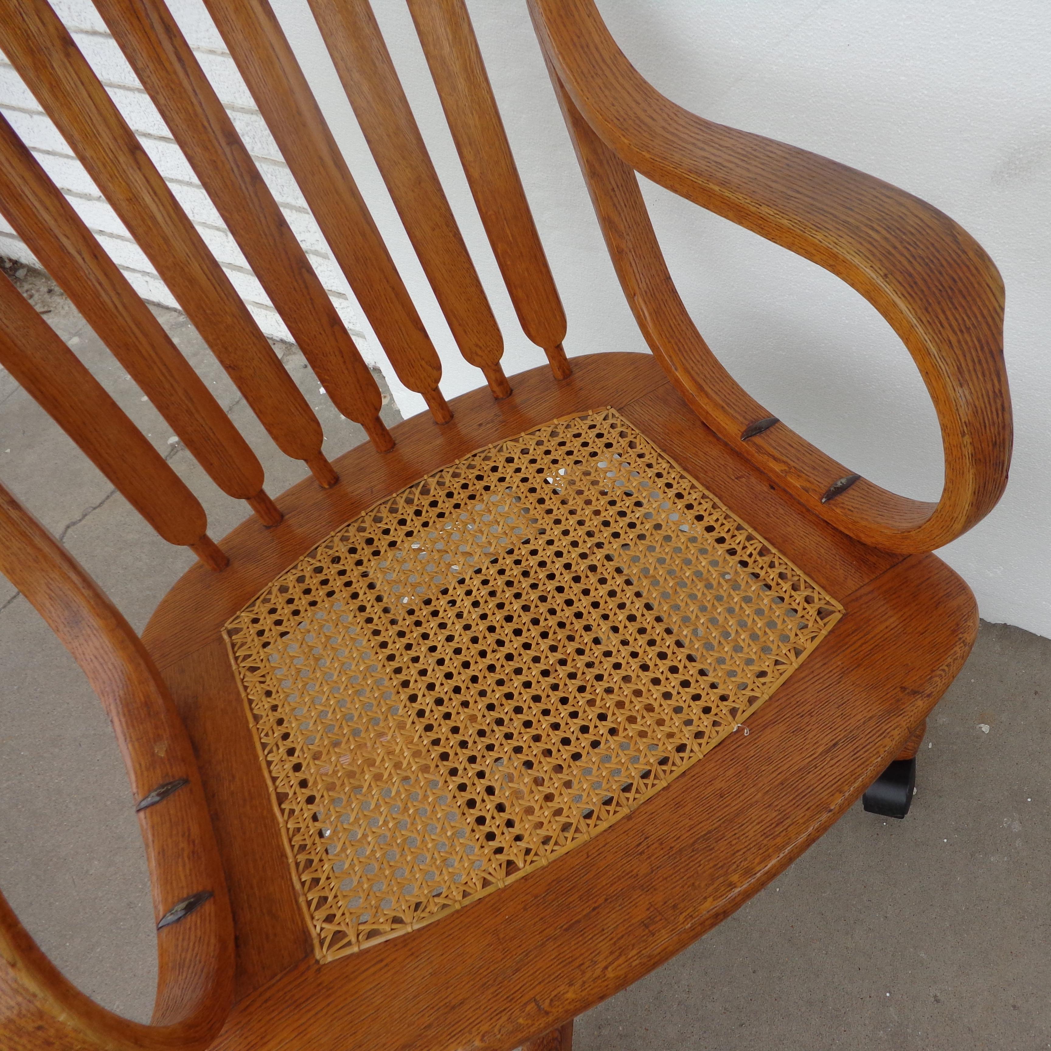 Antique Cane Oak Office Chair at 1stDibs