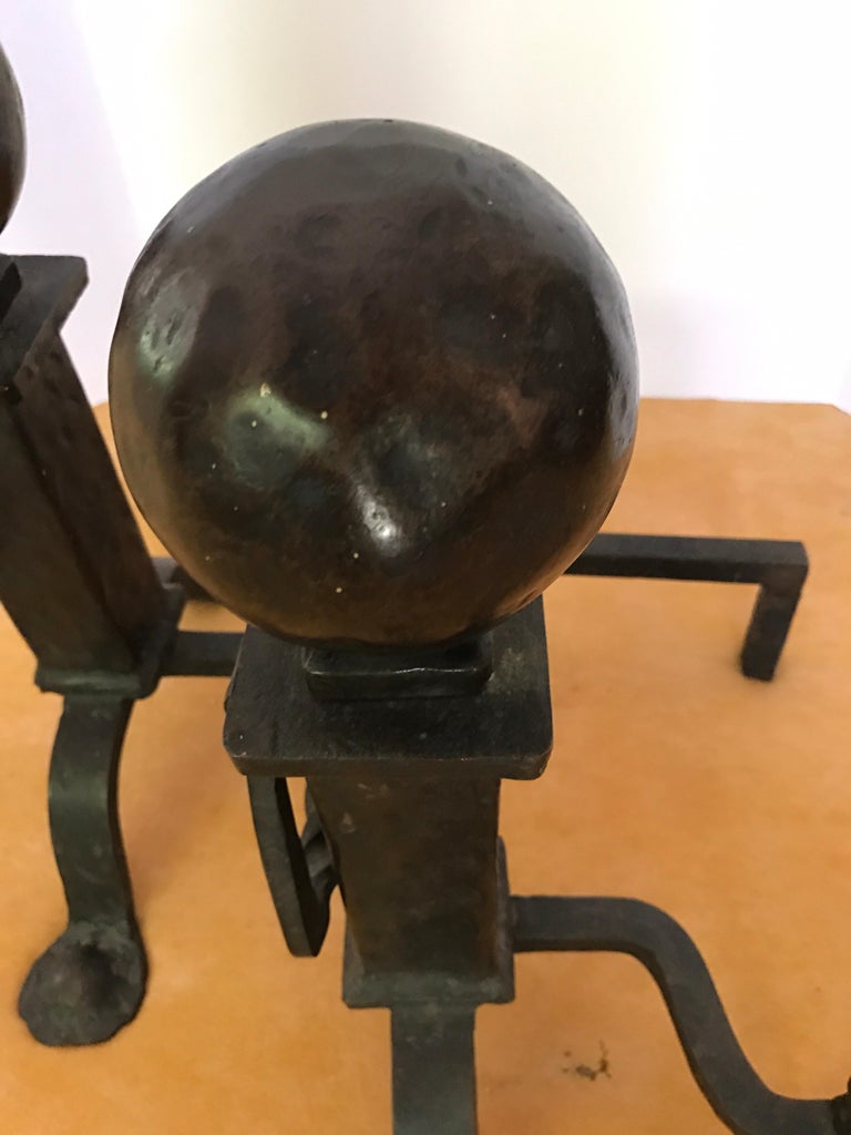 Antique Cannonball Cast Iron Fireplace Andirons Fire Dogs at 1stDibs ...