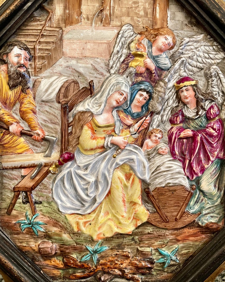Antique Capo di Monte Porcelain Plaque "Adoration of Christ" in ...