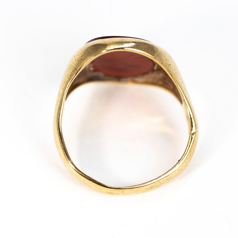 Antique Carnelian and 9 Carat Gold Carved Centurion Ring at 1stDibs