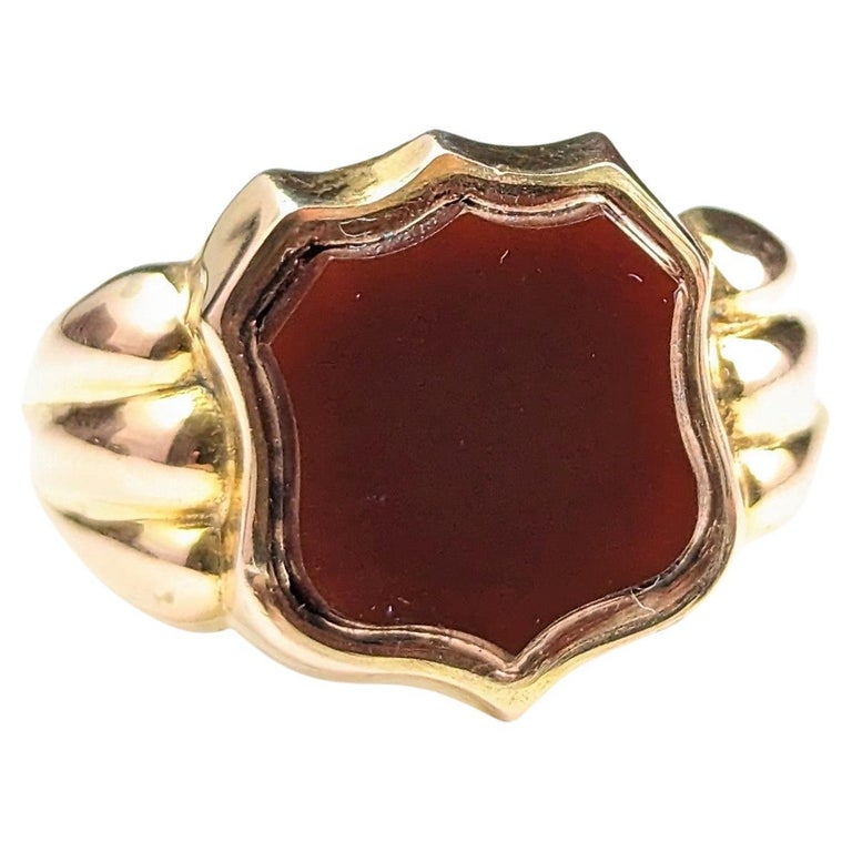 Antique Carnelian Signet Ring, 9k Gold, Shield Shaped For Sale at 1stDibs