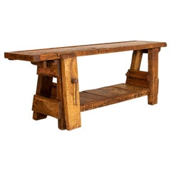 Industrial Double Wide Maple Cast Iron Jewelers Work Bench Table at 1stdibs