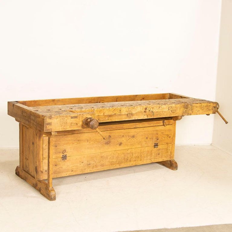 Antique Carpenter's Workbench with Unique Enclosed Lower Storage at 1stDibs