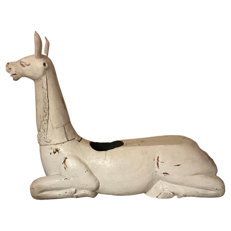 Antique Carrousel Large Life Size Fully Grown Wooden Animal/Llama at ...