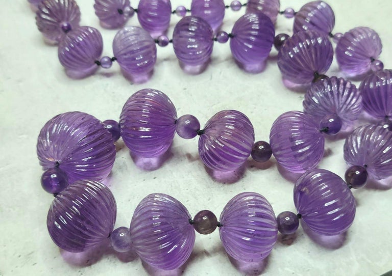 Antique Carved Amethyst Necklace For Sale at 1stDibs
