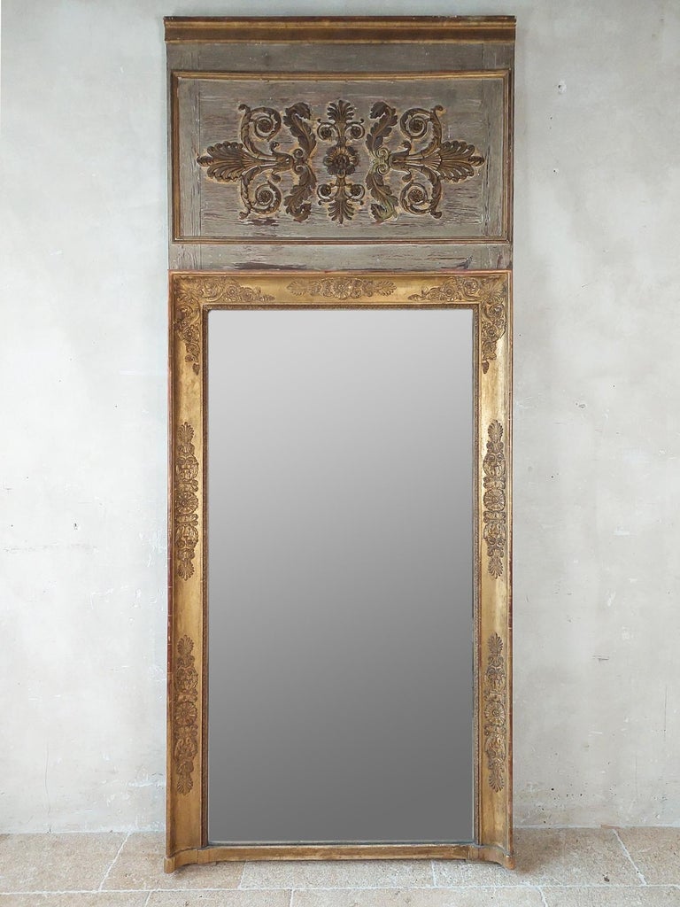 Antique Carved and Gilt Wood Empire Trumeau Mirror from ± 1800 - 1820 ...