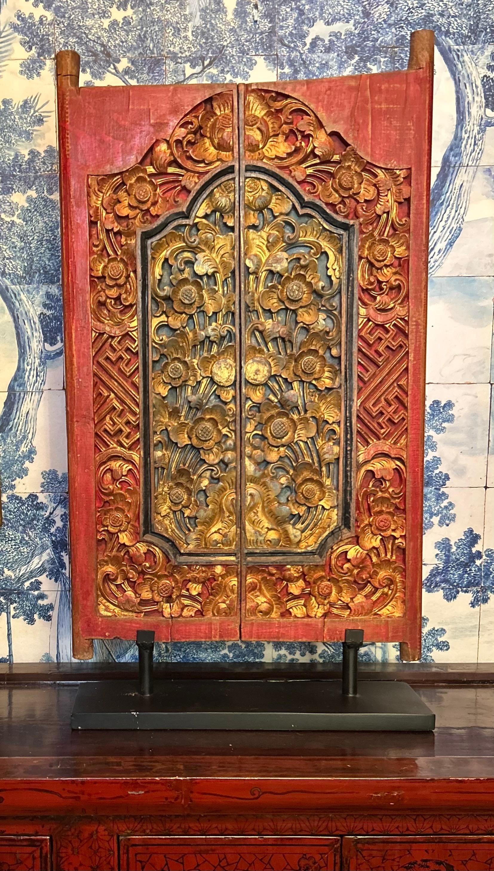 Antique Balinese Hand-Carved Panel For Sale at 1stDibs