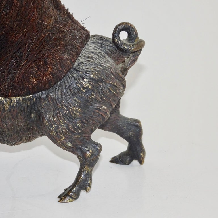 Antique Carved Black Iron Boar Figurine with Boar Hair, 19th Century ...