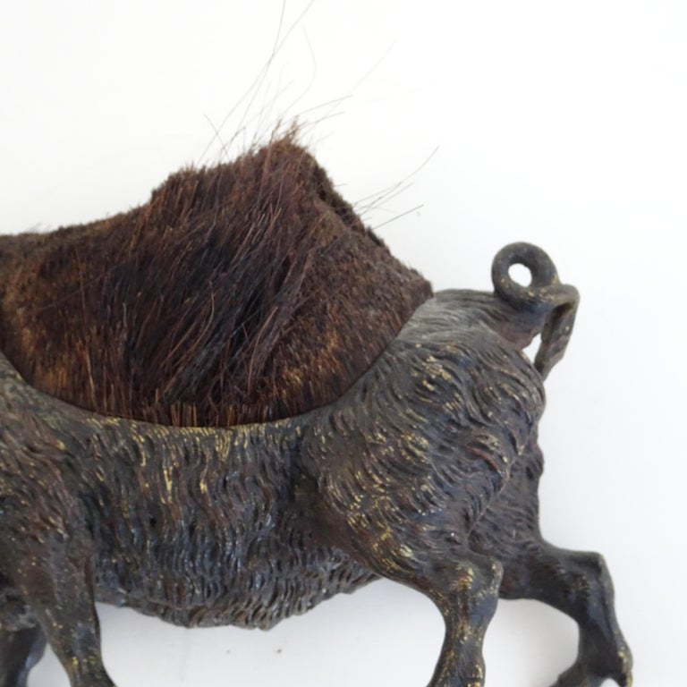 Antique Carved Black Iron Boar Figurine with Boar Hair, 19th Century ...