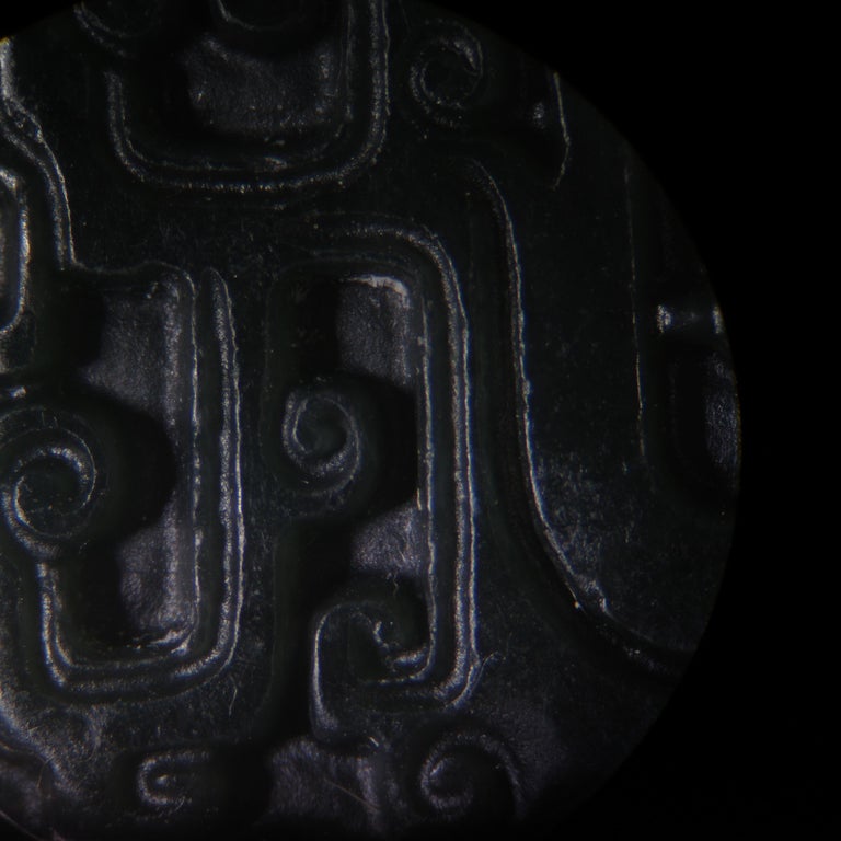 Antique Carved Black Nephrite Jade Tablet Qing Dynasty Period Untreated ...