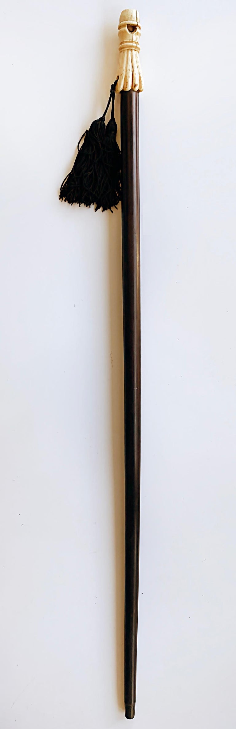 Antique Carved Bone Hand Whistle Walking Stick Cane For Sale at 1stDibs