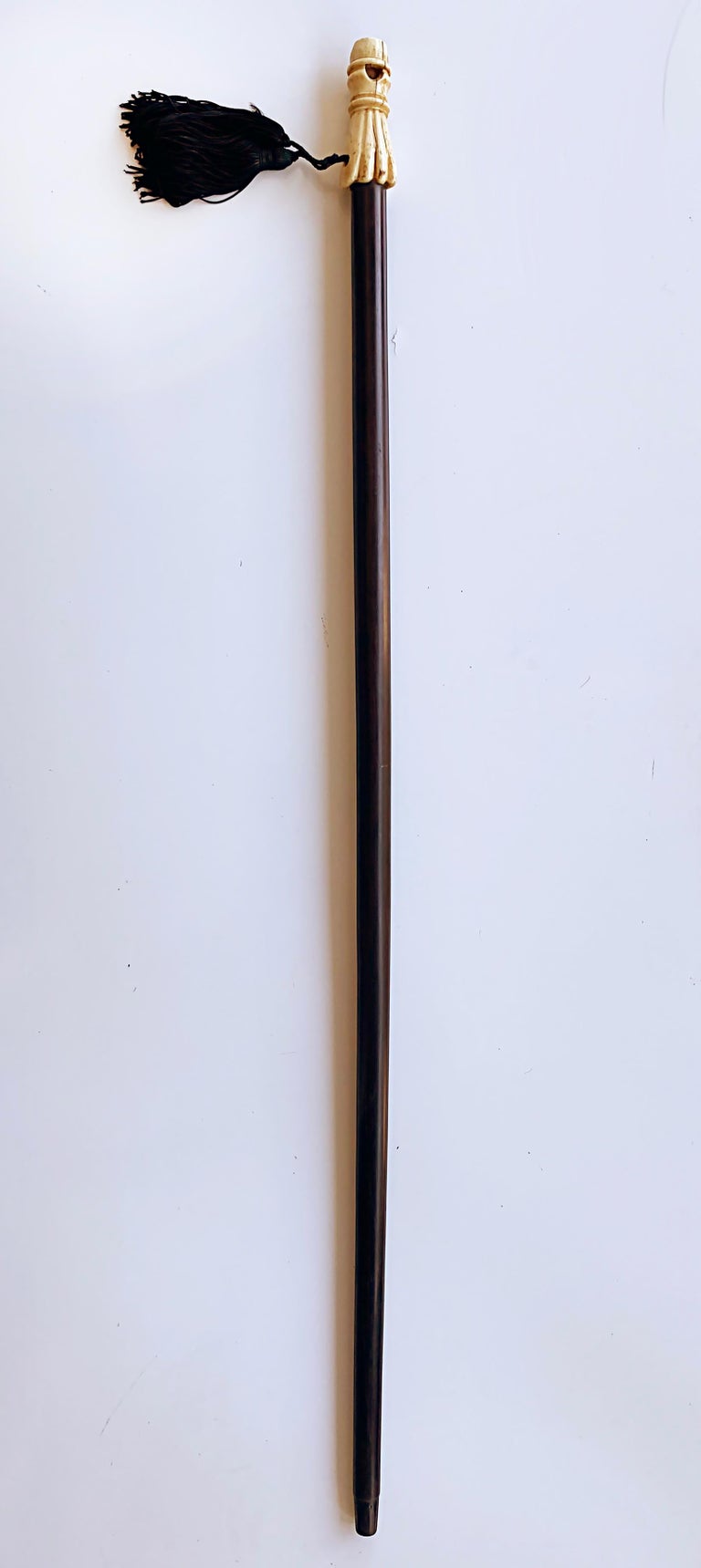 Antique Carved Bone Hand Whistle Walking Stick Cane For Sale at 1stDibs