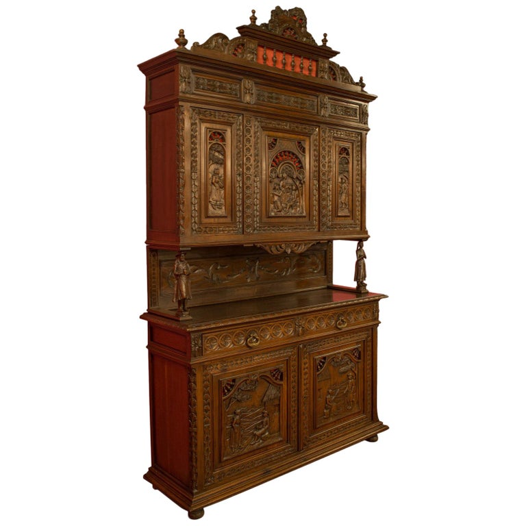 Buffet breton ancien sculpté, français, buffet, en chêne, vers 1880 ...