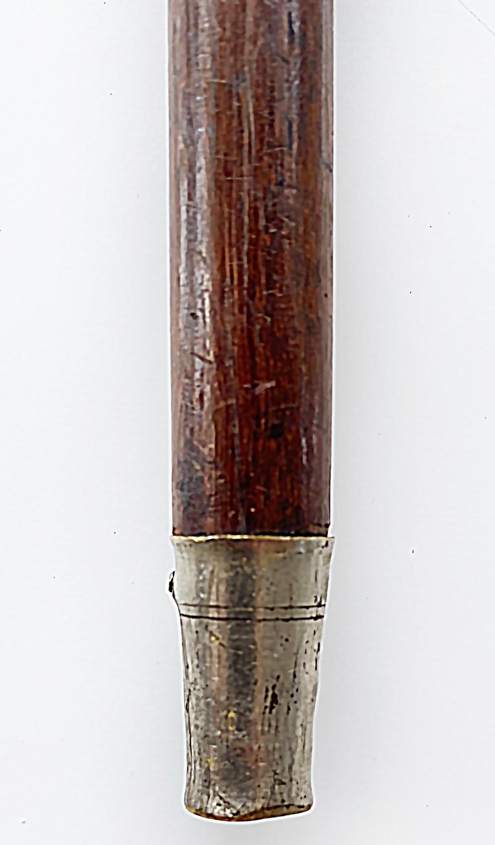 Antique Carved Chestnut Walking Stick with Braided Silver Banding For ...