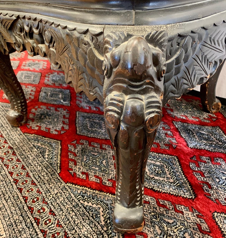Antique Carved Chinese Dragon Bench Settee at 1stDibs