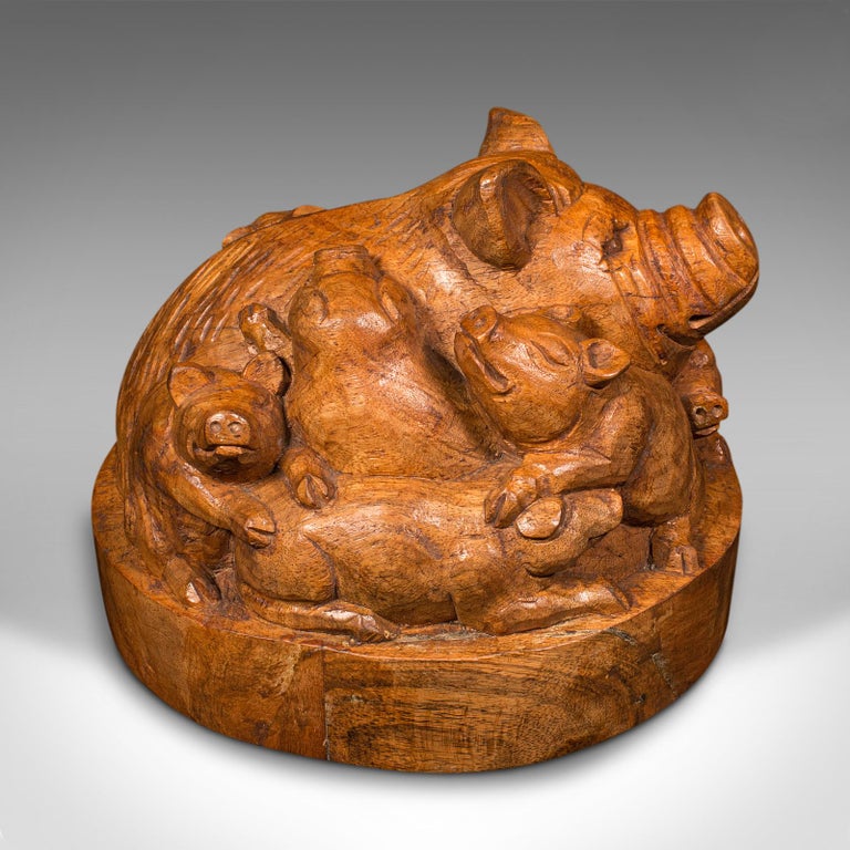Antique Carved Dome, English Cedar, Decorative Woodcarving, Pigs, Art ...