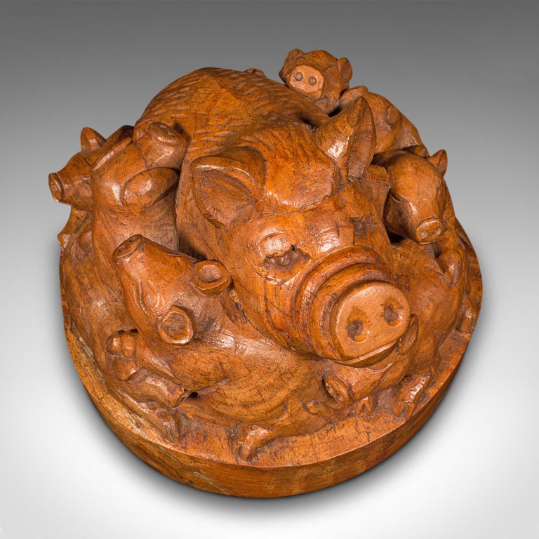 Antique Carved Dome, English Cedar, Decorative Woodcarving, Pigs, Art ...