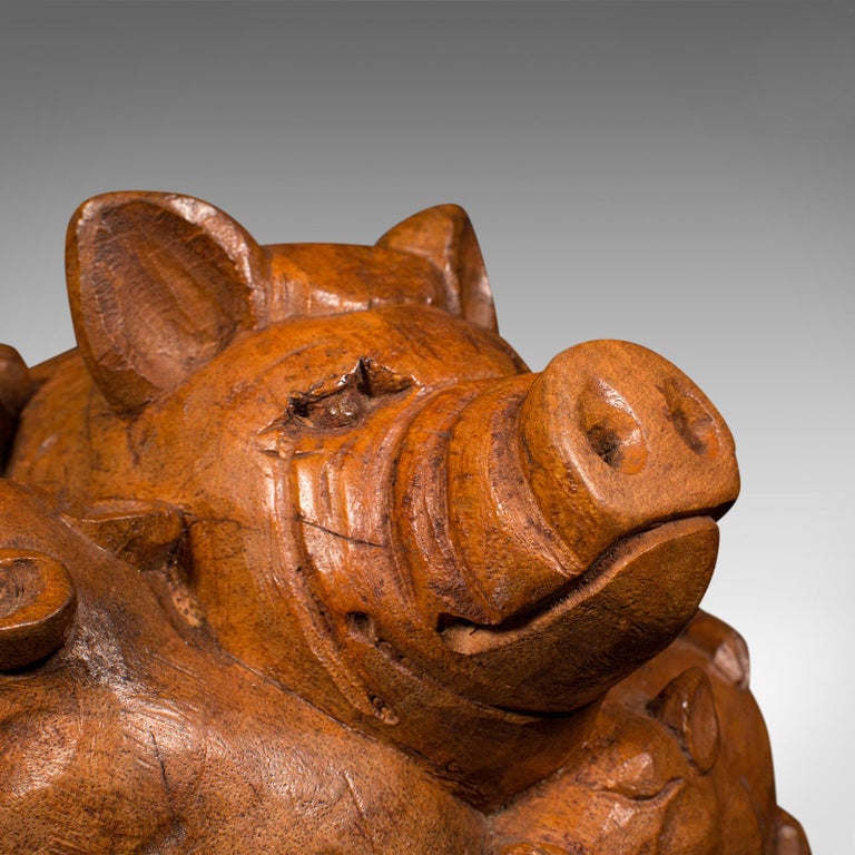 Antique Carved Dome, English Cedar, Decorative Woodcarving, Pigs, Art ...