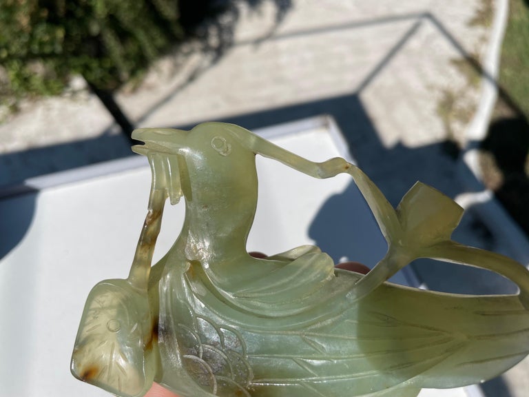 Antique Carved Figure, an Oriental, Jade Study of Bird of Para, China ...
