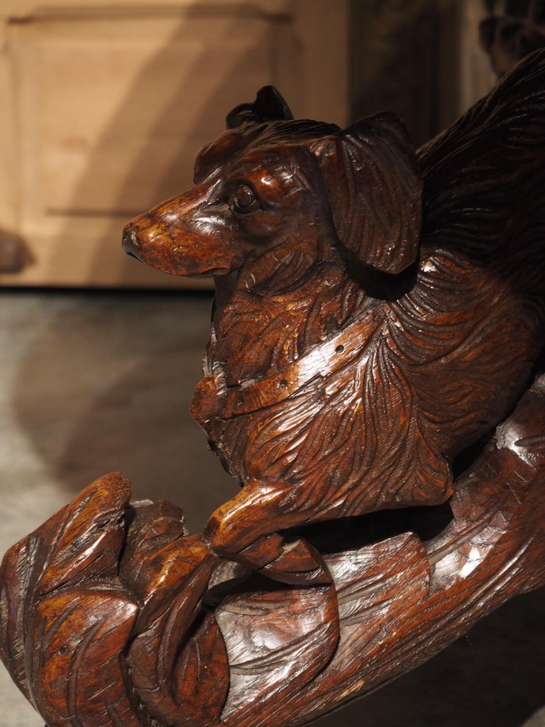 Antique Carved French Oak Oval Hunt Table with Boar, Dog, Fox, and Stag ...