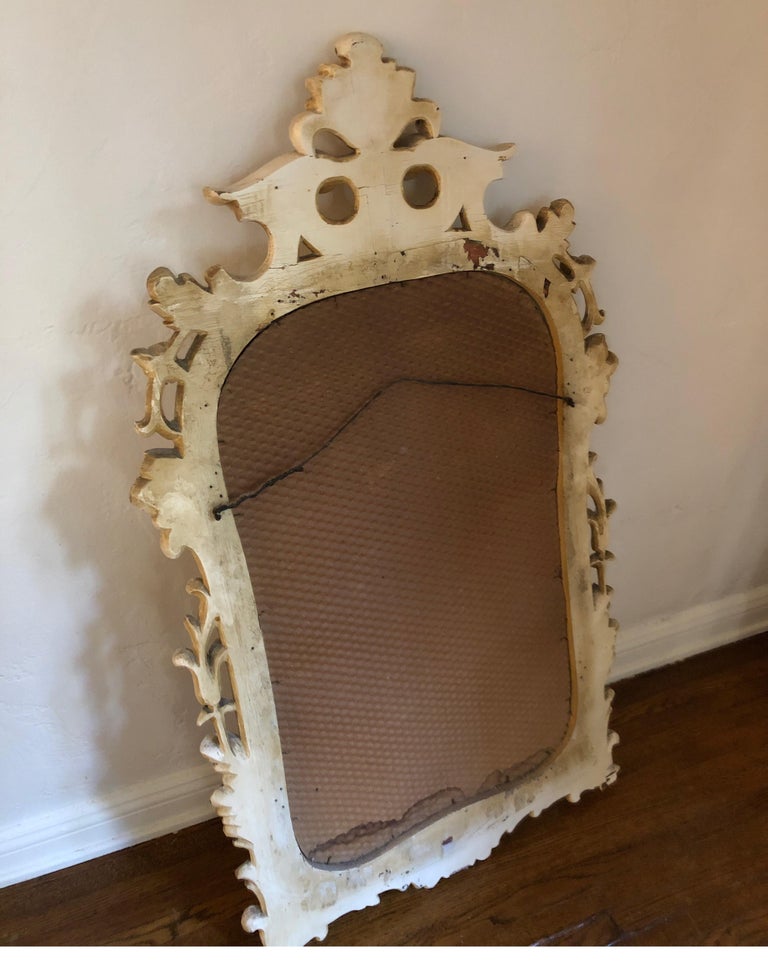 Antique Carved French Rococo Enameld and Gilt Ivory Mirror at 1stDibs