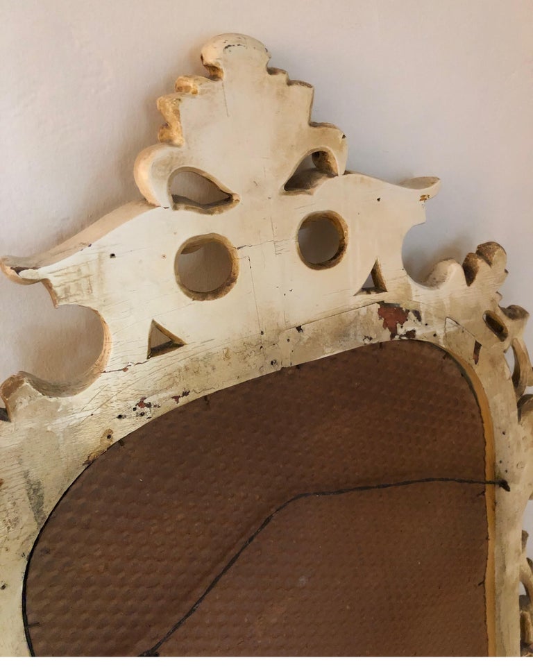 Antique Carved French Rococo Enameld and Gilt Ivory Mirror at 1stDibs