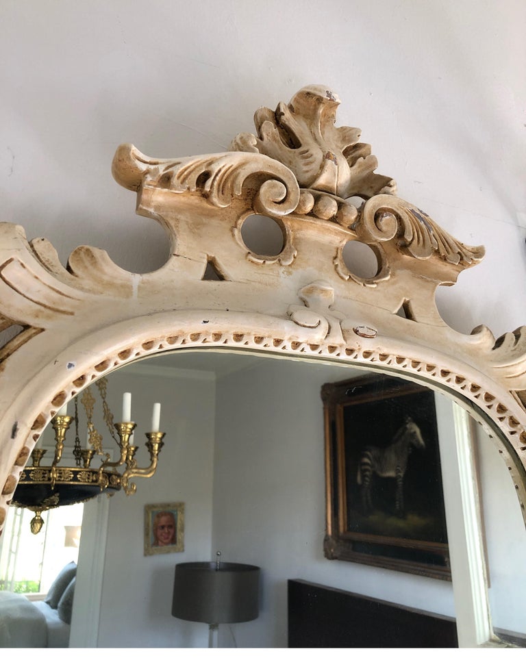 Antique Carved French Rococo Enameld and Gilt Ivory Mirror at 1stDibs