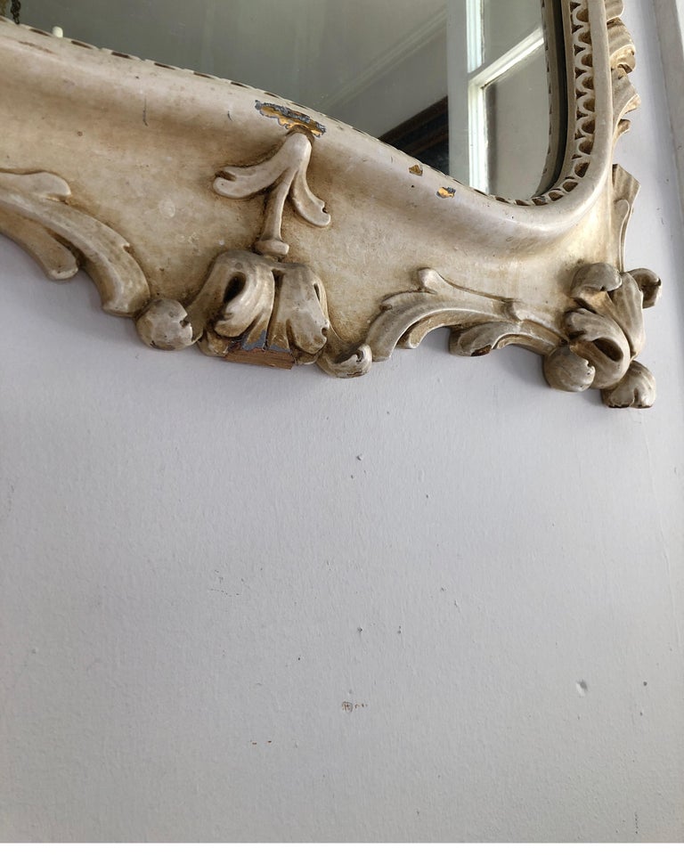 Antique Carved French Rococo Enameld and Gilt Ivory Mirror at 1stDibs
