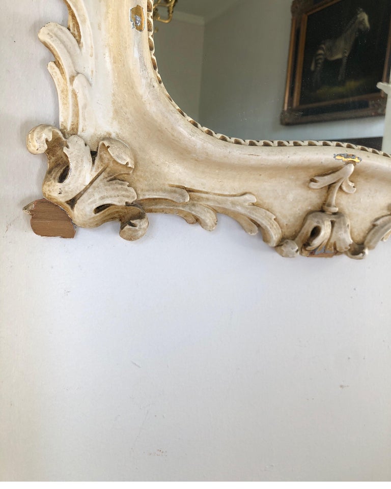 Antique Carved French Rococo Enameld and Gilt Ivory Mirror at 1stDibs