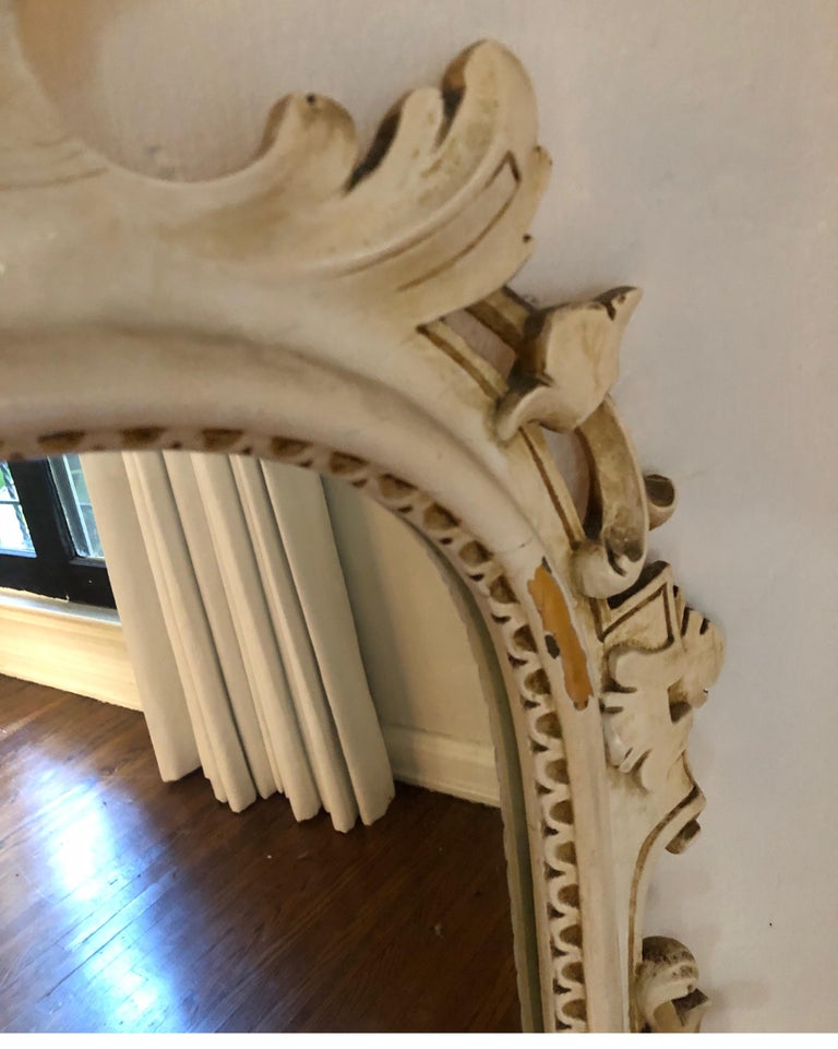 Antique Carved French Rococo Enameld and Gilt Ivory Mirror at 1stDibs