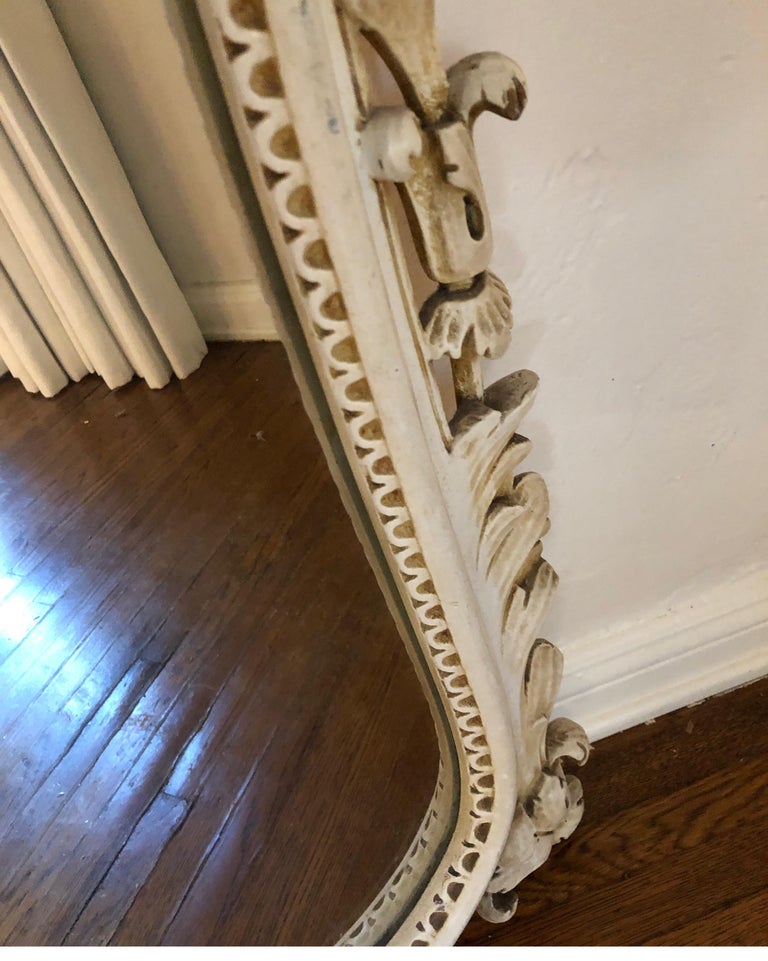 Antique Carved French Rococo Enameld and Gilt Ivory Mirror at 1stDibs