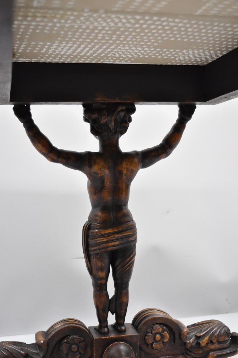 Antique Carved Full Cherub Putti Figural Italian Renaissance Side Table ...