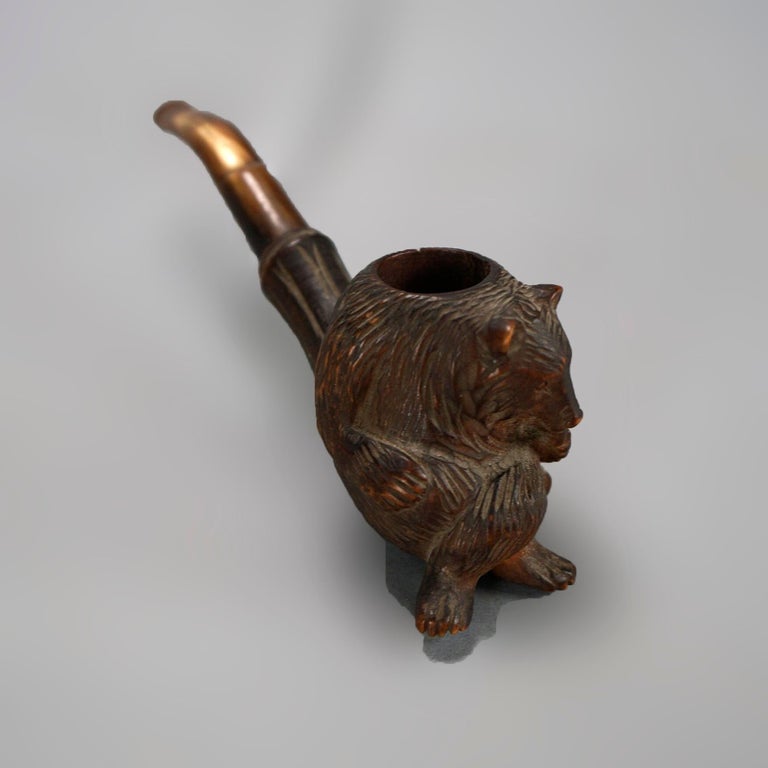 Antique Carved German Black Forest Figural Bear Tobacco Pipe, Circa ...