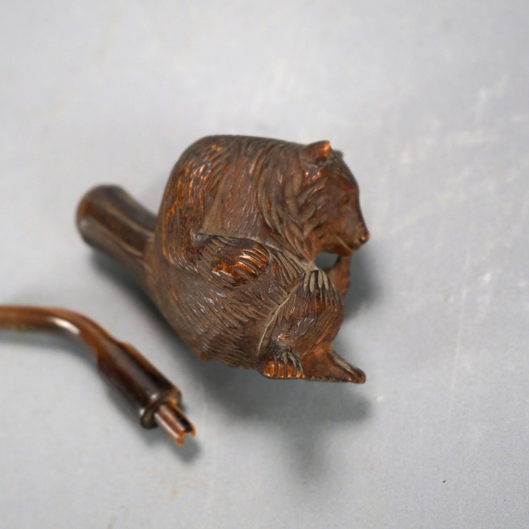 Antique Carved German Black Forest Figural Bear Tobacco Pipe, Circa ...